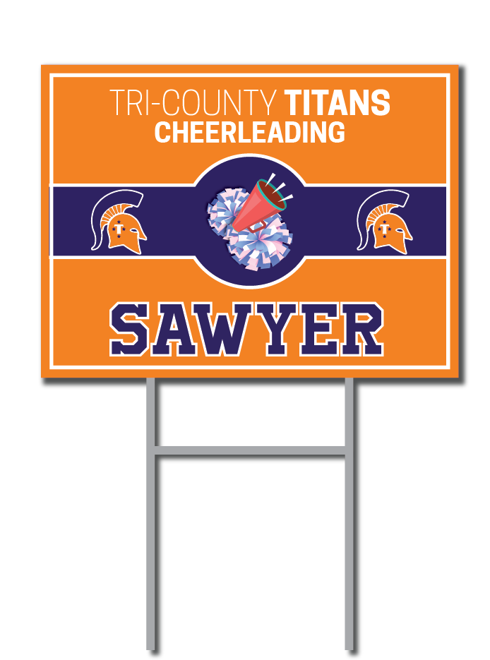 Custom Cheerleading Signs | Tri-County Titans – Signs Unleashed